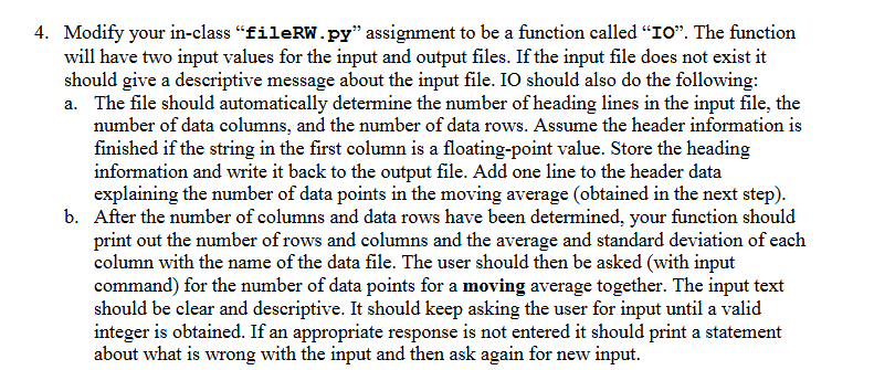 Solved 4. ﻿In python. Modify your in-class "fileRW.py" | Chegg.com