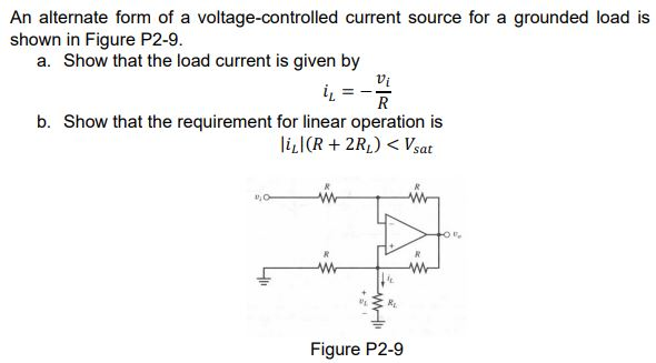 Solved An alternate form of a voltage-controlled current | Chegg.com