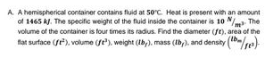 Solved Ims. The A. A hemispherical container contains fluid | Chegg.com