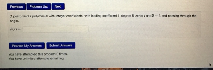 Solved Previous Problem List Next (1 point) Suppose p(x) is | Chegg.com