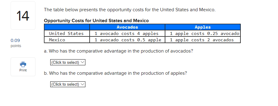Solved The table below presents the production possibilities | Chegg.com