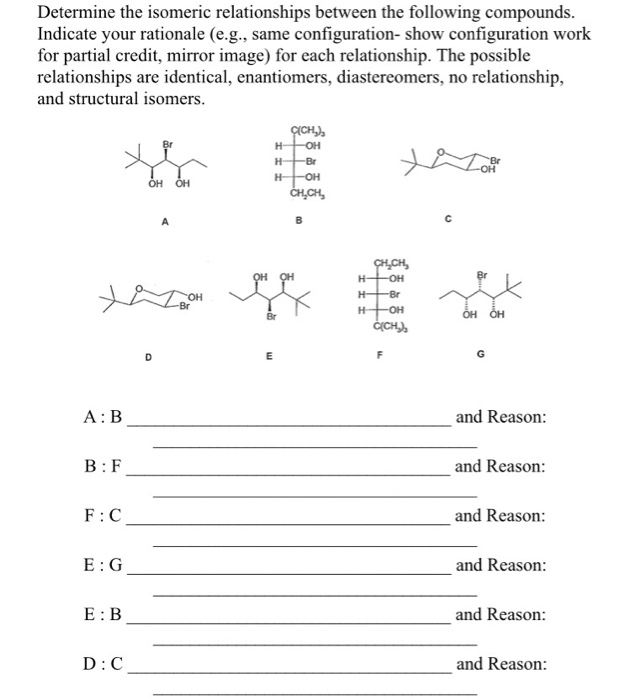 Solved Determine the isomeric relationships between the | Chegg.com