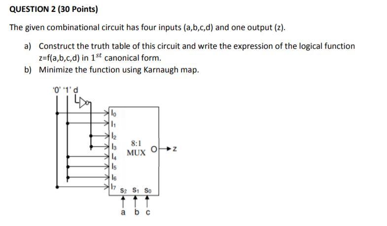 Solved QUESTION 2 (30 points) The given combinational | Chegg.com