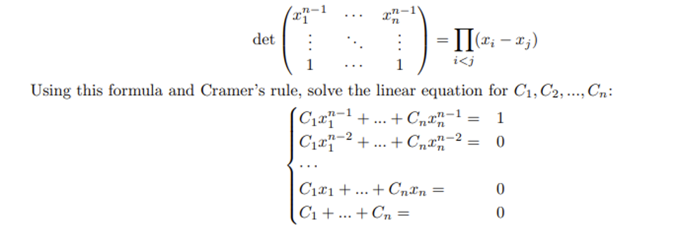 Solved C1,C2,dots,CnC1x1n-1+dots+Cnxnn-1=,1C1x1n-2+dots+Cnxn | Chegg.com