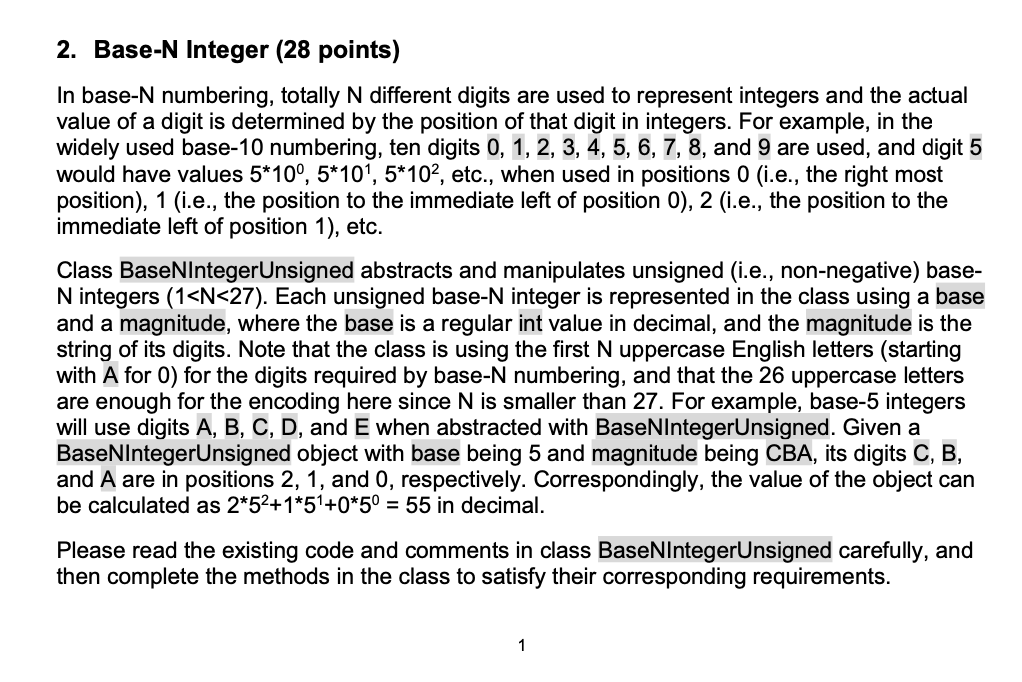 Solved In base- N numbering, totally N different digits are | Chegg.com