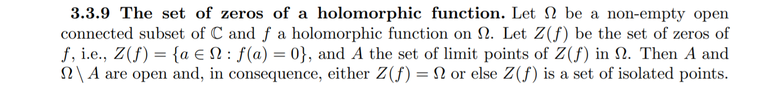 Solved 3.3.9 The set of zeros of a holomorphic function. Let | Chegg.com