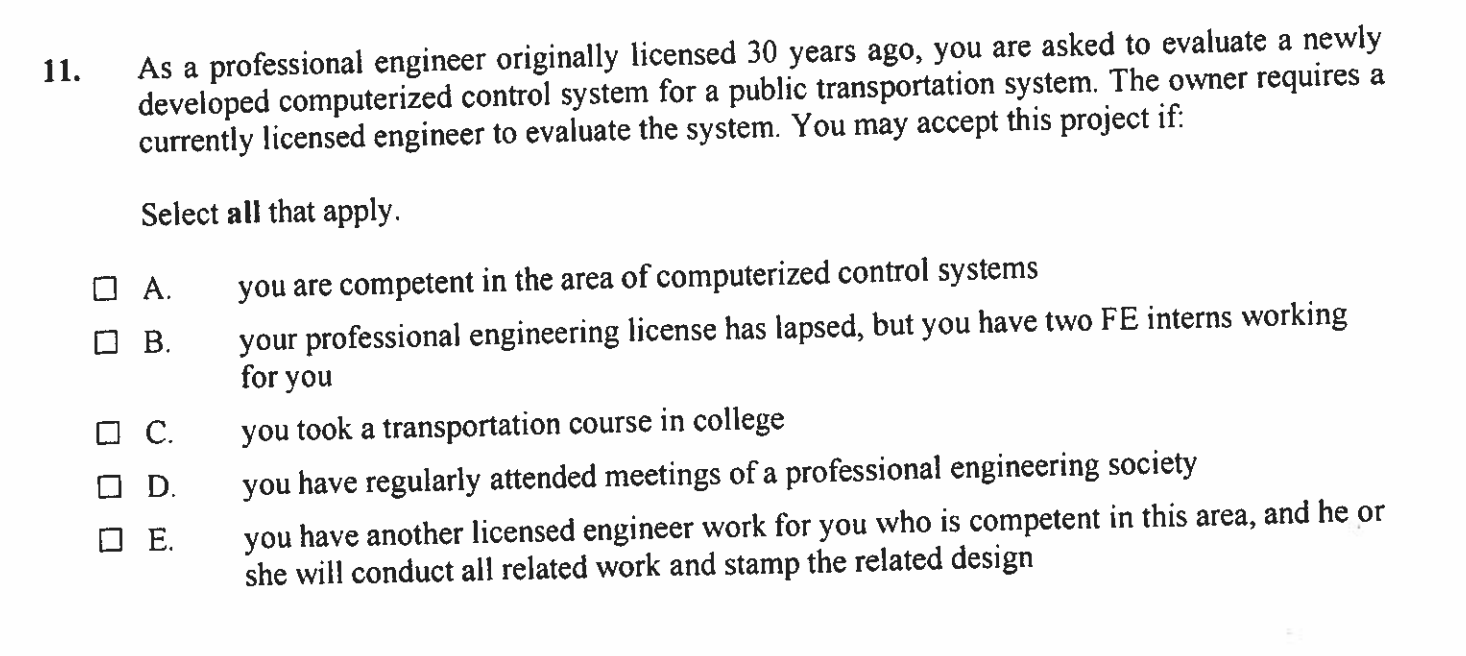 Solved 11. As a professional engineer originally licensed 30 | Chegg.com