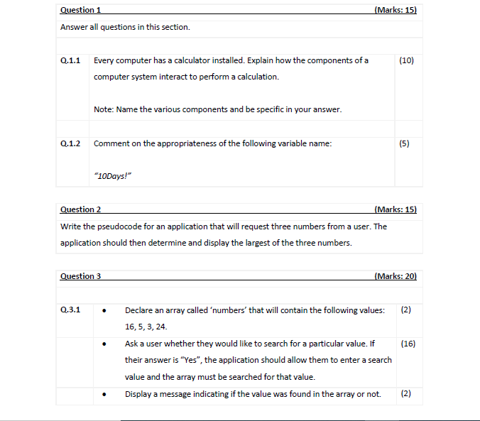 Solved Question 1 Answer all questions in this section. | Chegg.com
