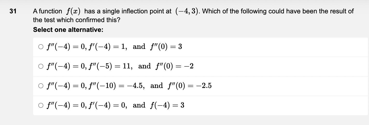 Solved A function f(x) has a single inflection point at | Chegg.com