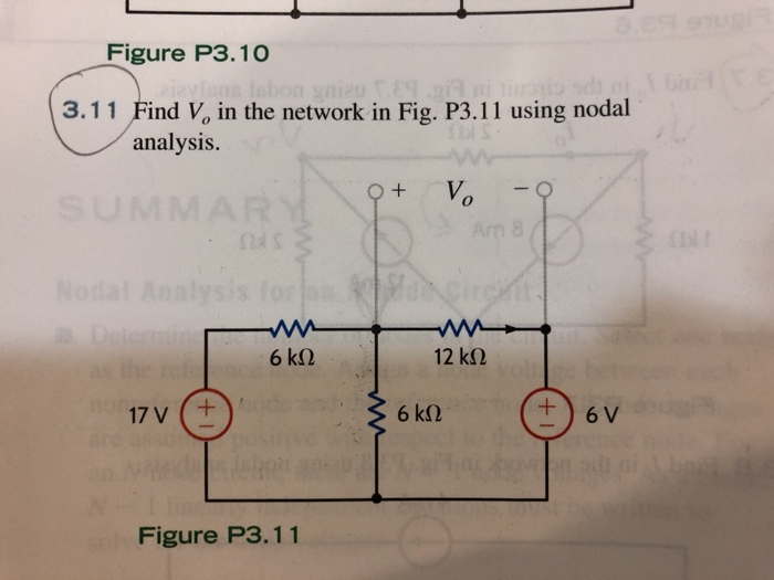 Solved Figure P3.10 3.11 Find Vo in the network in Fig. | Chegg.com