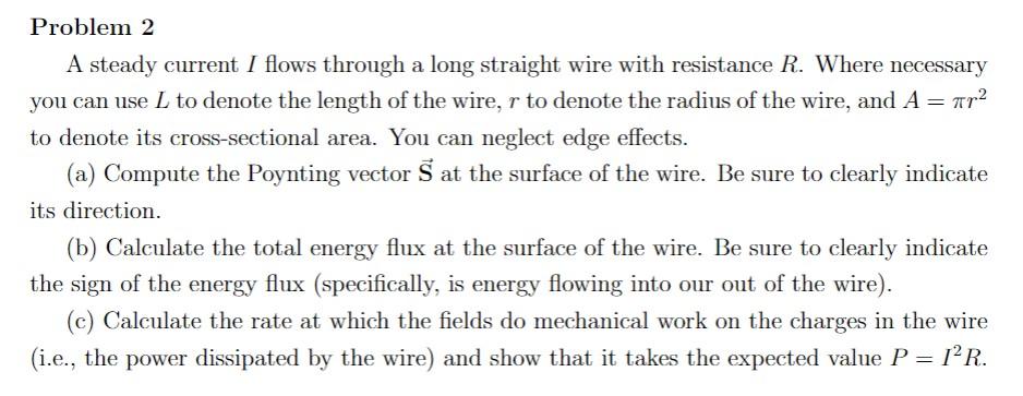 A steady current I flows through a long straight wire | Chegg.com