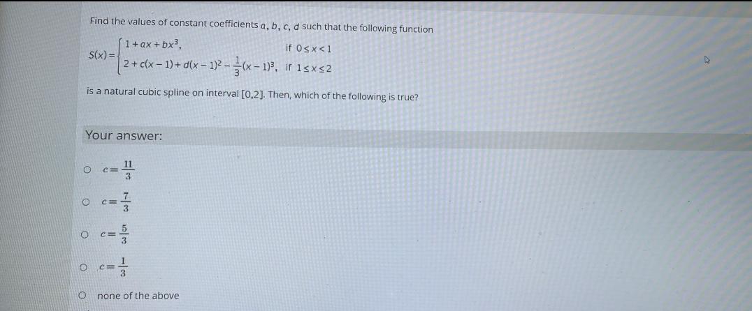 Solved Find the values of constant coefficients a, b, c, d | Chegg.com