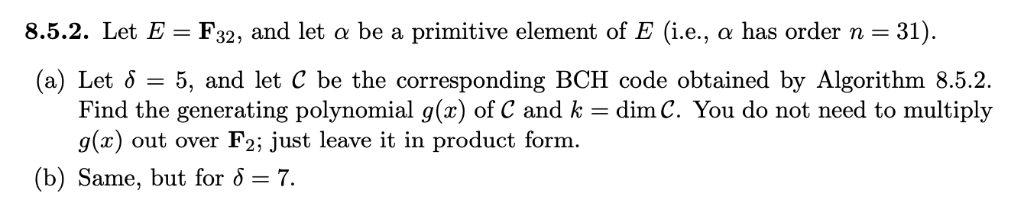 Algorithm 852 Constructing A Bch Code The
