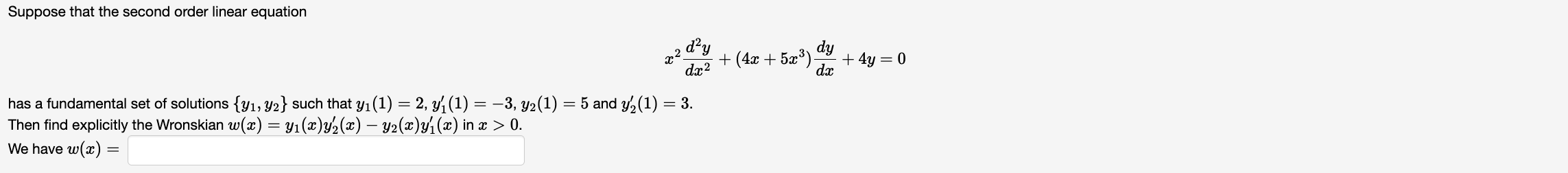 Solved Suppose that the second order linear equation | Chegg.com