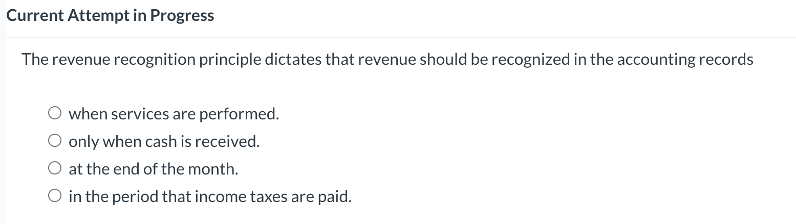 Solved Current Attempt in ProgressThe revenue recognition | Chegg.com