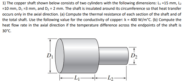1) The copper shaft shown below consists of two | Chegg.com
