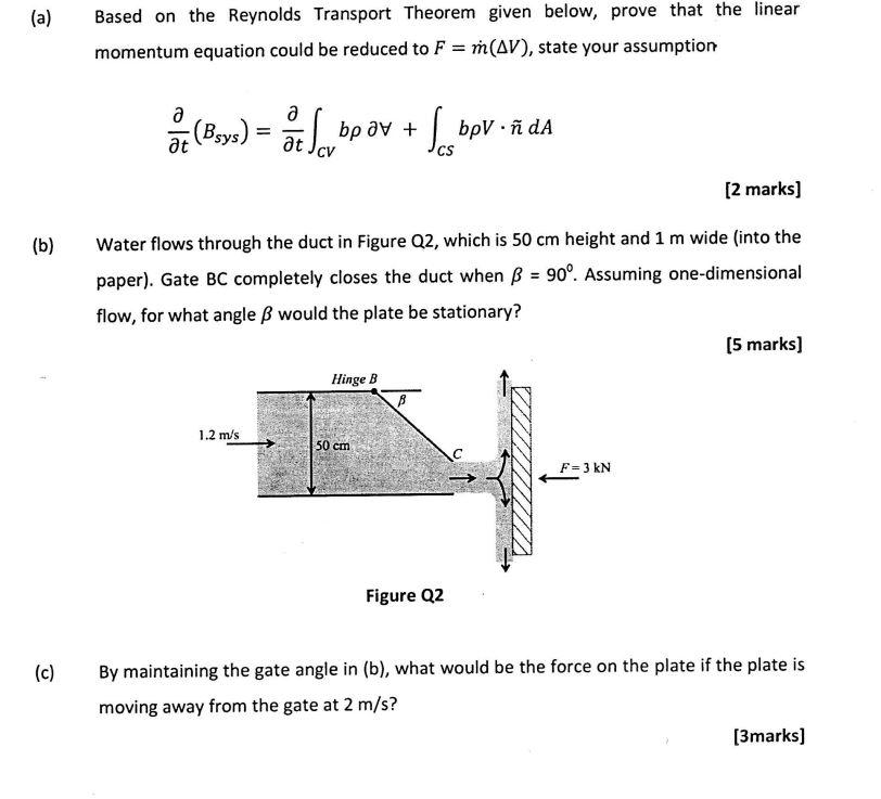 Solved (a) Based on the Reynolds Transport Theorem given | Chegg.com
