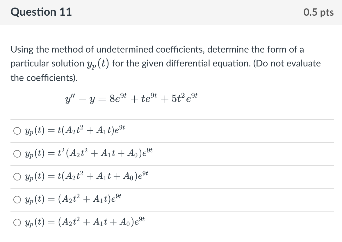 Solved Using the method of undetermined coefficients, | Chegg.com