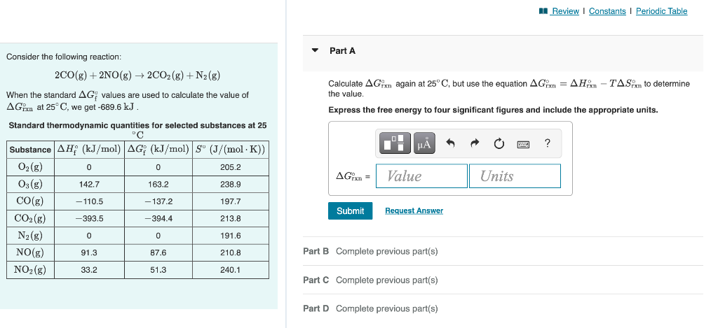 Solved Consider the following reaction: 2CO(g)+2NO(g)→2CO2( | Chegg.com