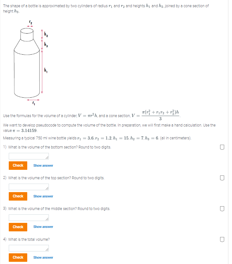 Solved The Shape Of A Bottle Is Approximated By Two
