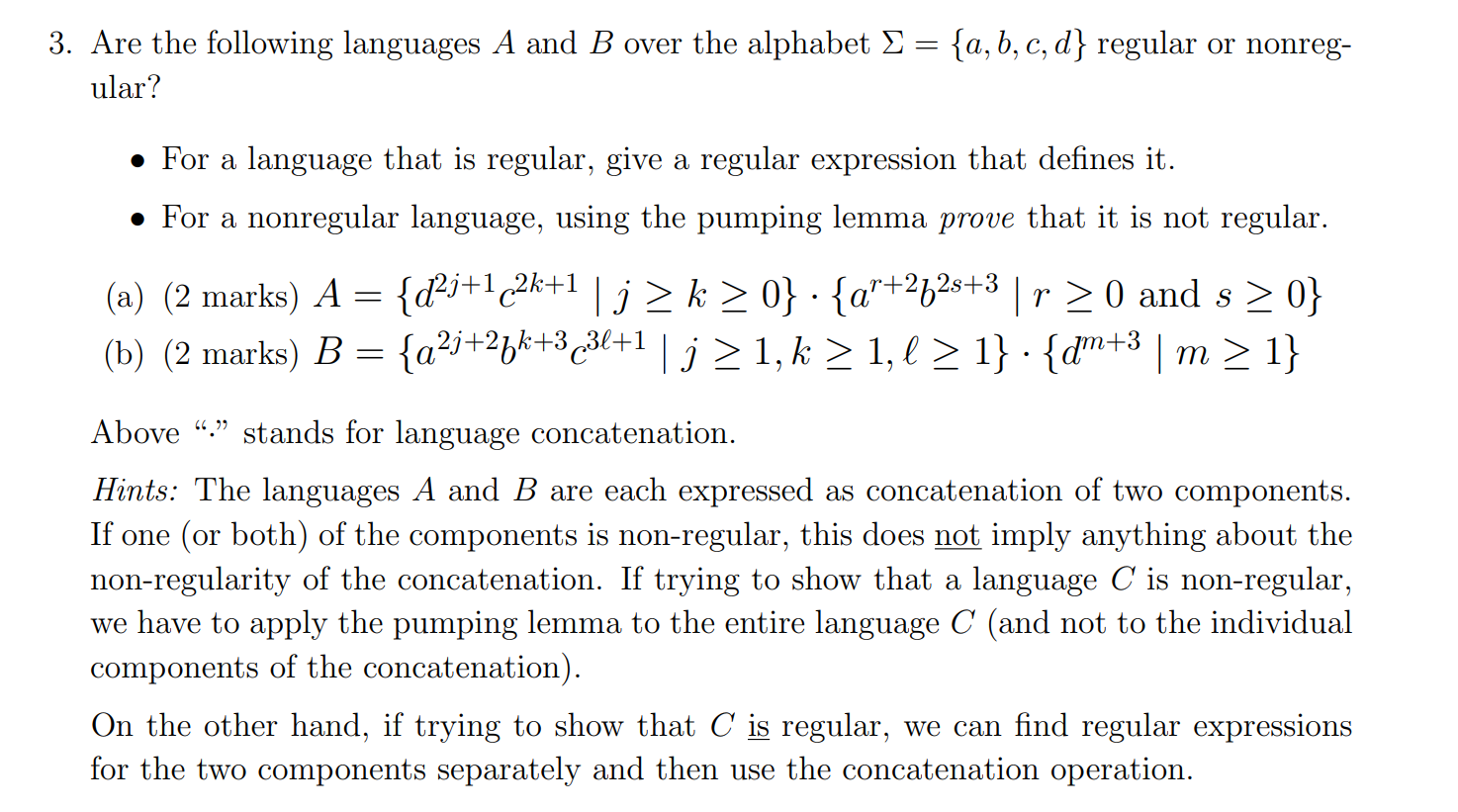 Solved Are the following languages A and B ﻿over the | Chegg.com