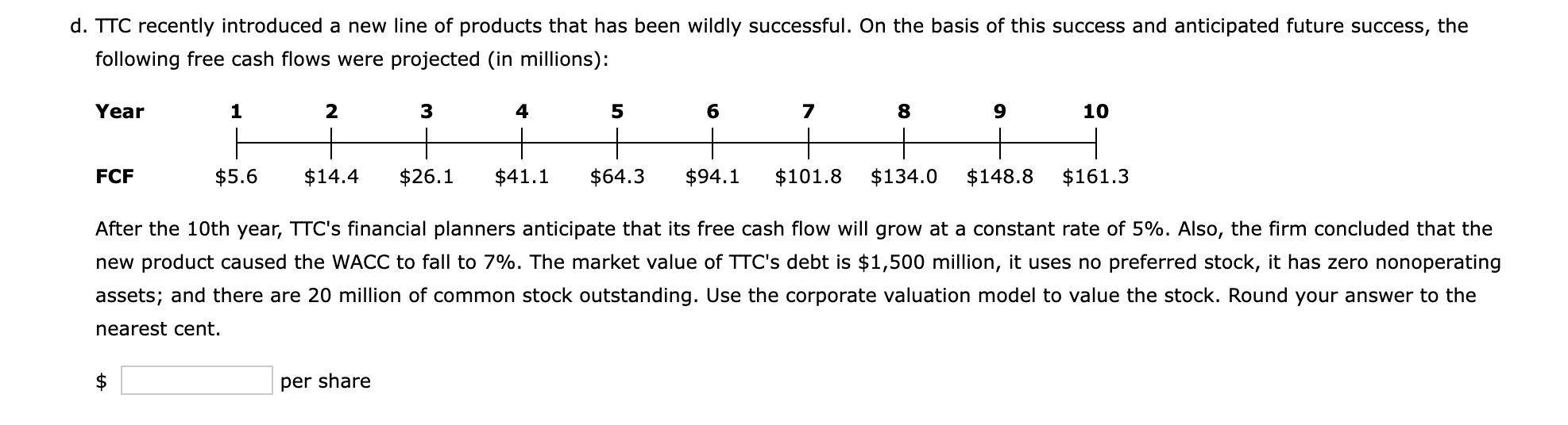 Solved d. TTC recently introduced a new line of products | Chegg.com