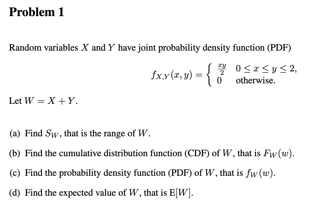 Solved Problem 1Random variables x ﻿and Y ﻿have joint | Chegg.com