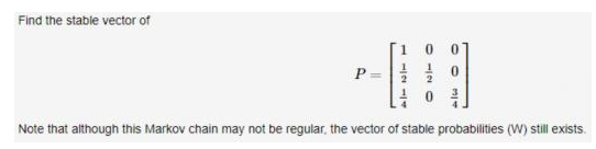 Solved Find the stable vector of 0 1 1 P=1 40 Note that | Chegg.com