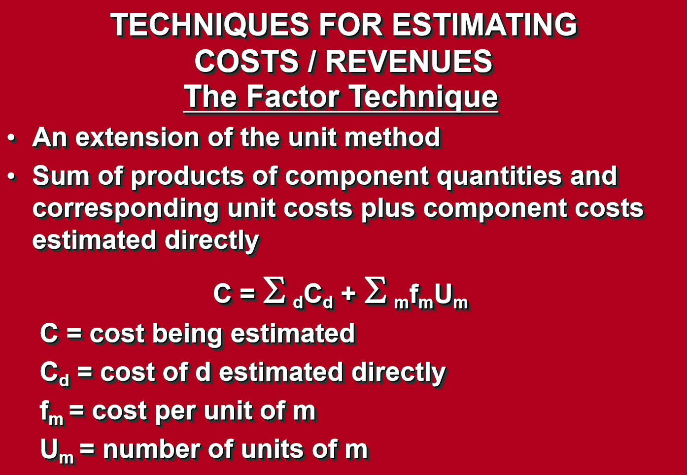 Solved COST ESTIMATION TECHNIQUES TECHNIQUES FOR | Chegg.com