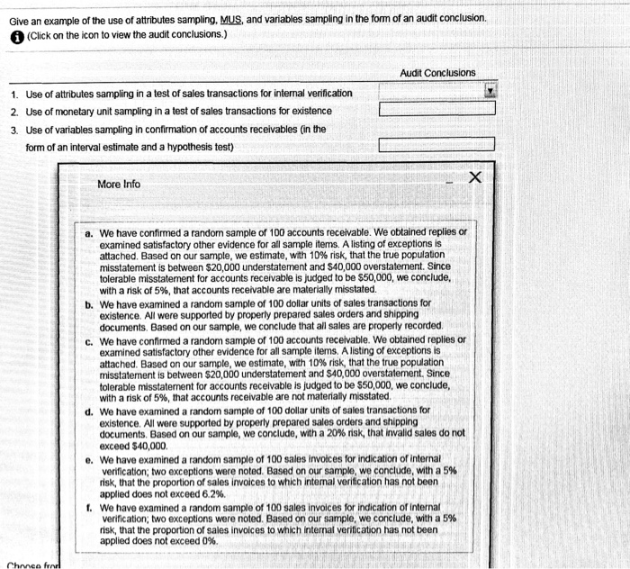 Solved Give an example of the use of attributes sampling, | Chegg.com