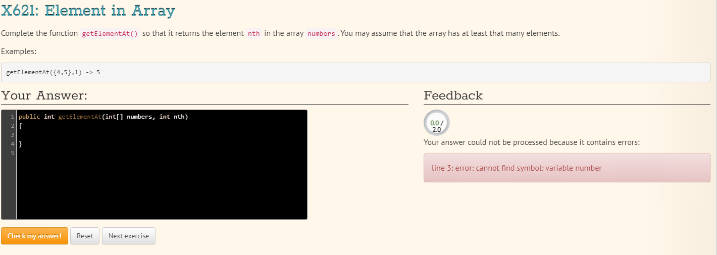 Solved X621: Element in Array Complete the function | Chegg.com