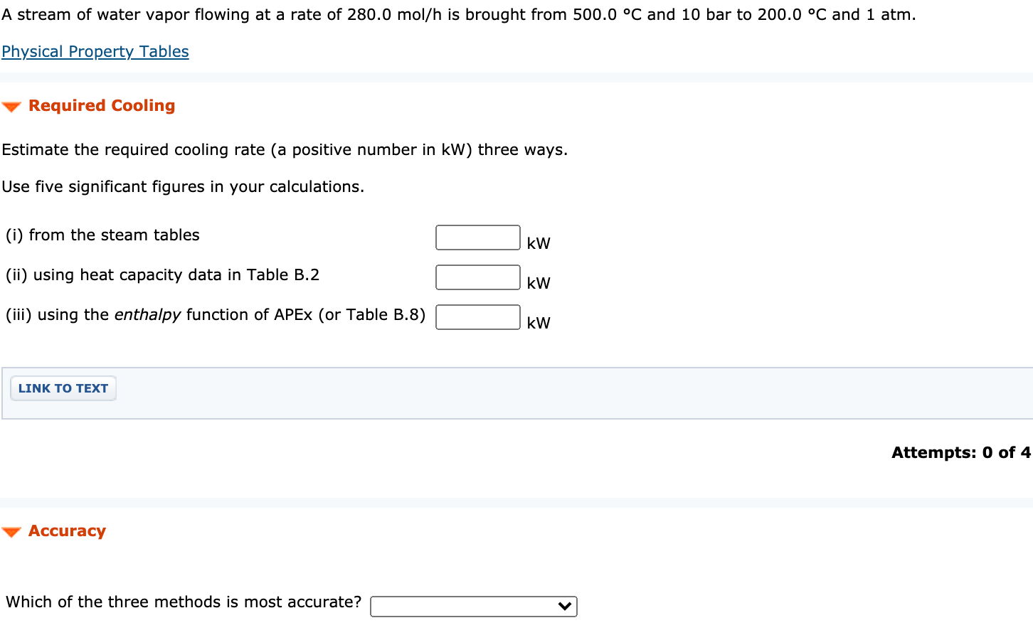 Solved Accuracy answer choices: Heat capacity data Steam | Chegg.com