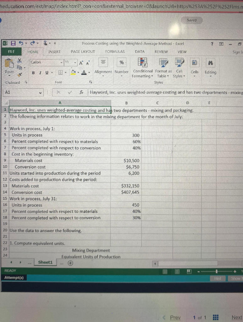 Solved Process Costing using the Weighted-Average Method | Chegg.com