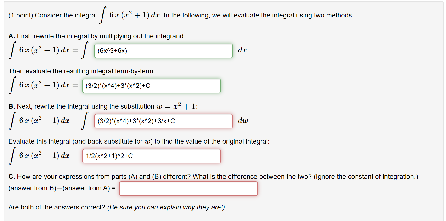 Solved (1 point) Consider the integral ra + 1) dx. In the | Chegg.com