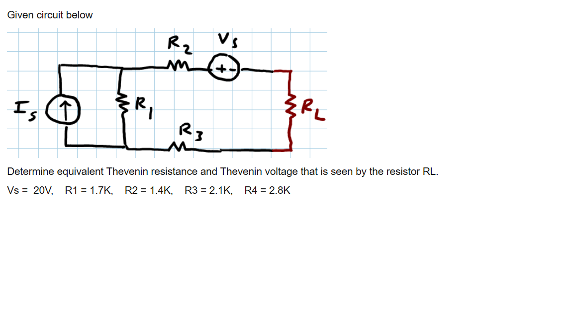 Solved Given circuit below Determine equivalent Thevenin | Chegg.com