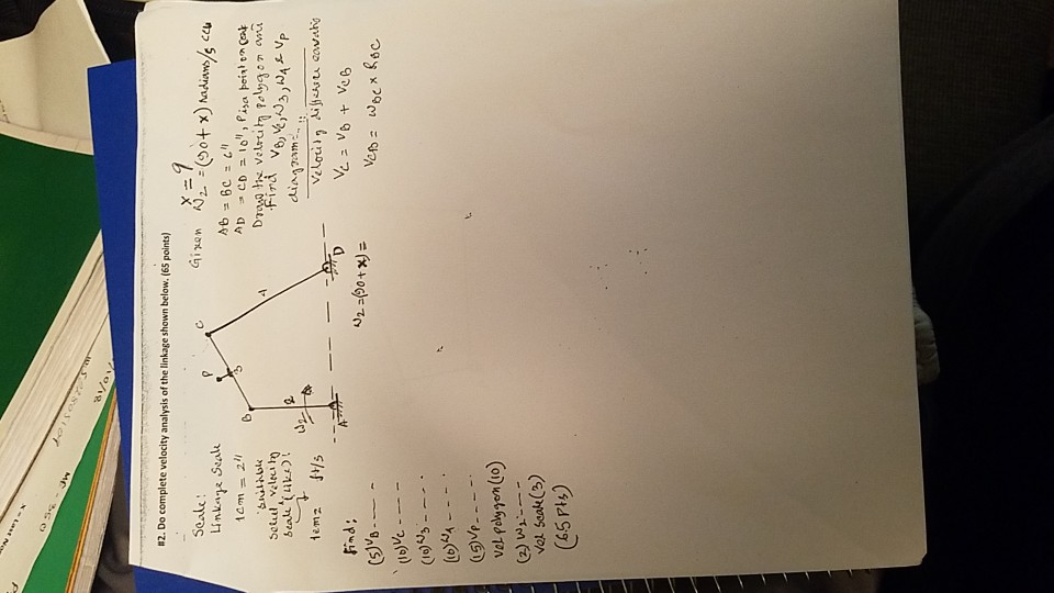 Solved 2 Do Complete Velocity Analysis Of The Linkage