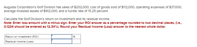 Solved Augusta Corporation's Golf Division has sales of | Chegg.com