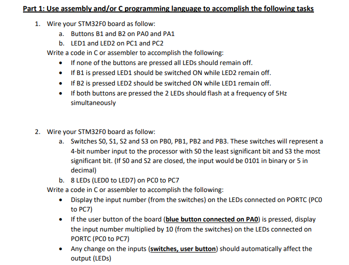 Solved Part 1: Use assembly and/or C programming language to | Chegg.com