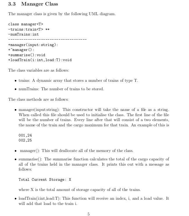 Solved 3.1 Train Class The train class is given by the | Chegg.com