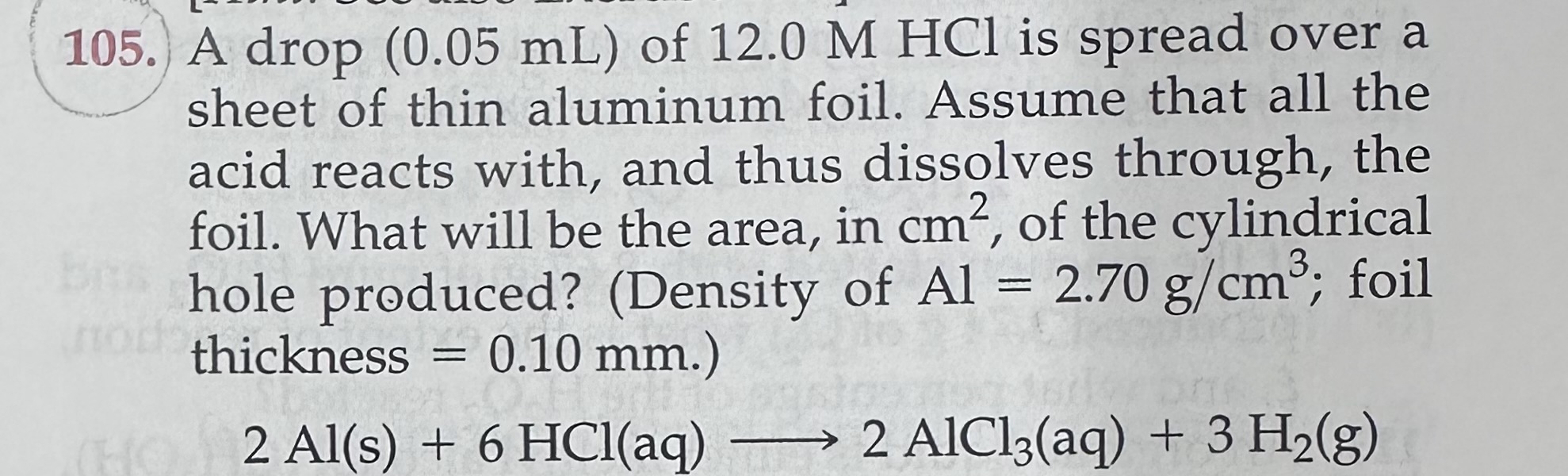 Solved 5. A drop (0.05 mL) of 12.0MHCl is spread over a | Chegg.com