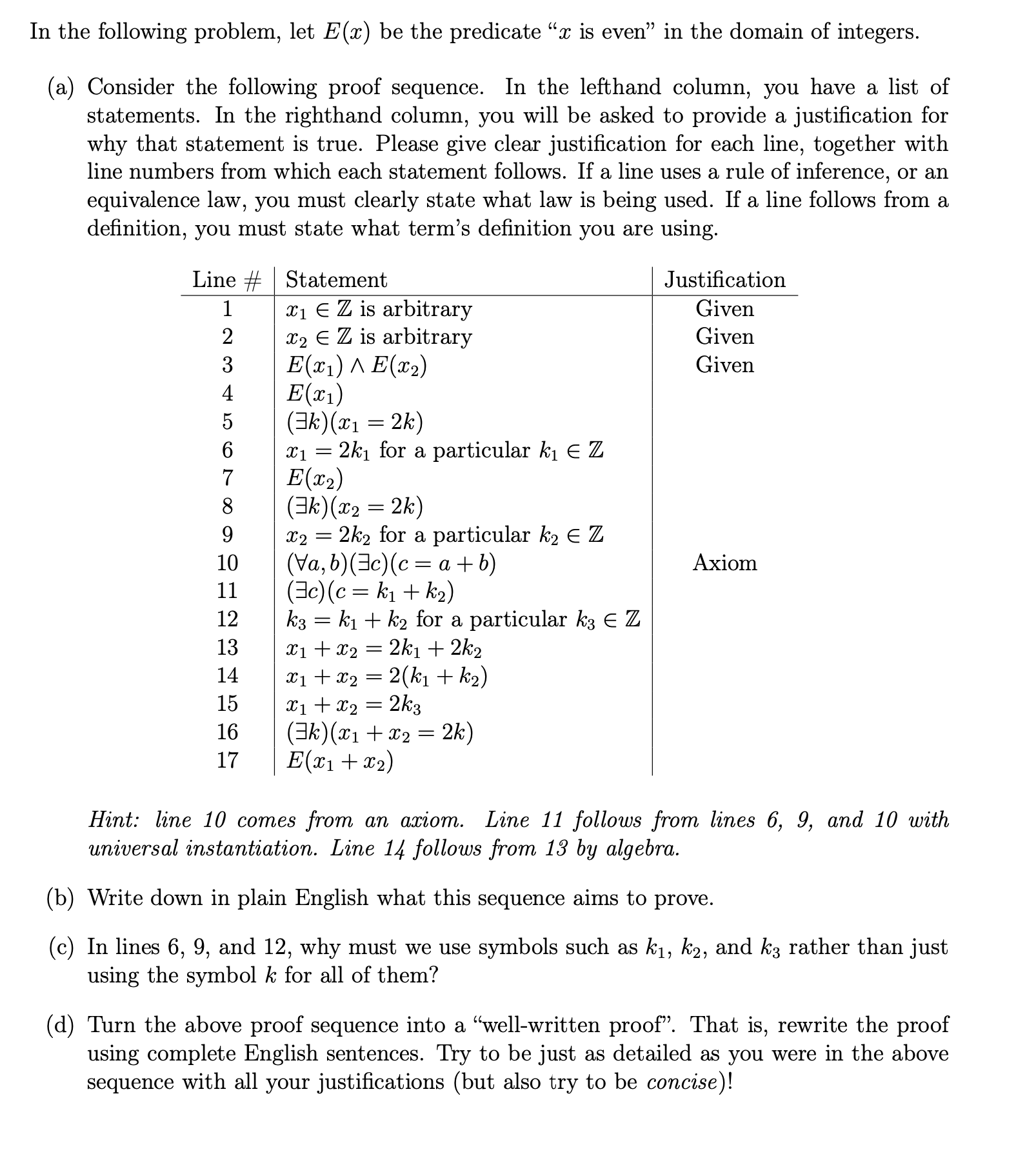 Solved In the following problem, let E(x) be the predicate " | Chegg.com