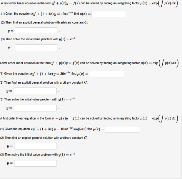 Solved A First Order Linear Equation In The Form