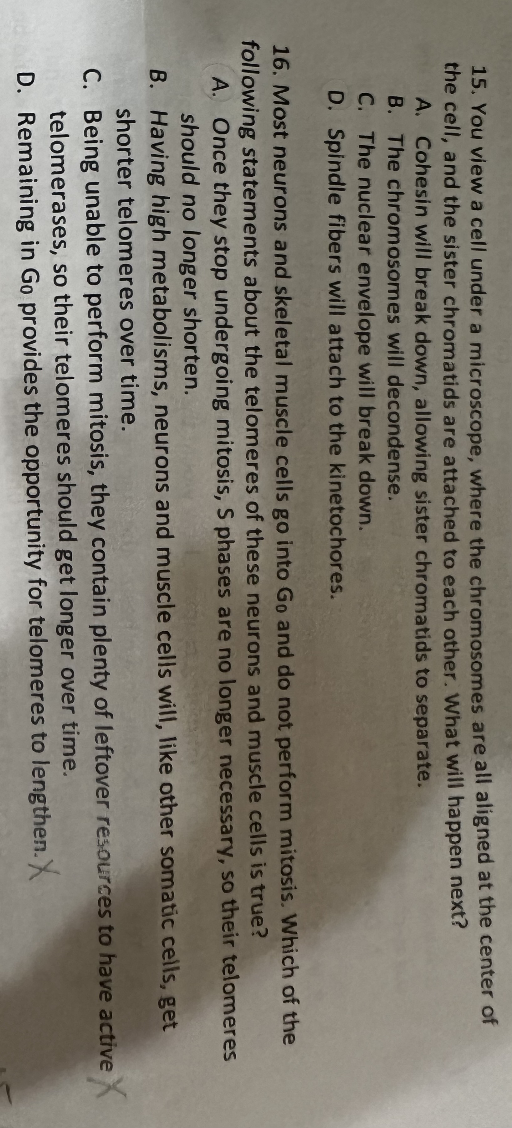 Solved 15. You view a cell under a microscope, where the | Chegg.com