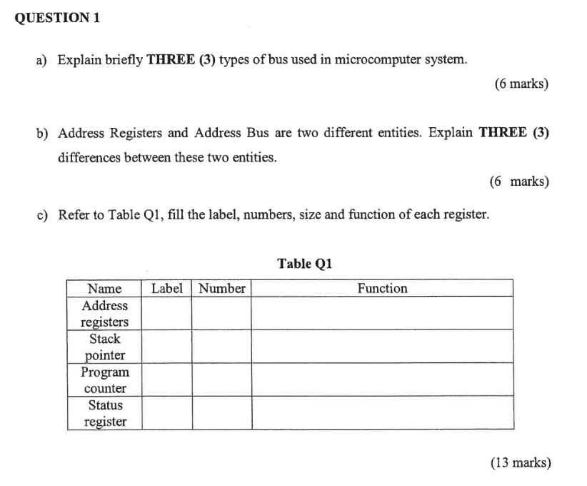 Solved a) Explain briefly THREE (3) types of bus used in | Chegg.com