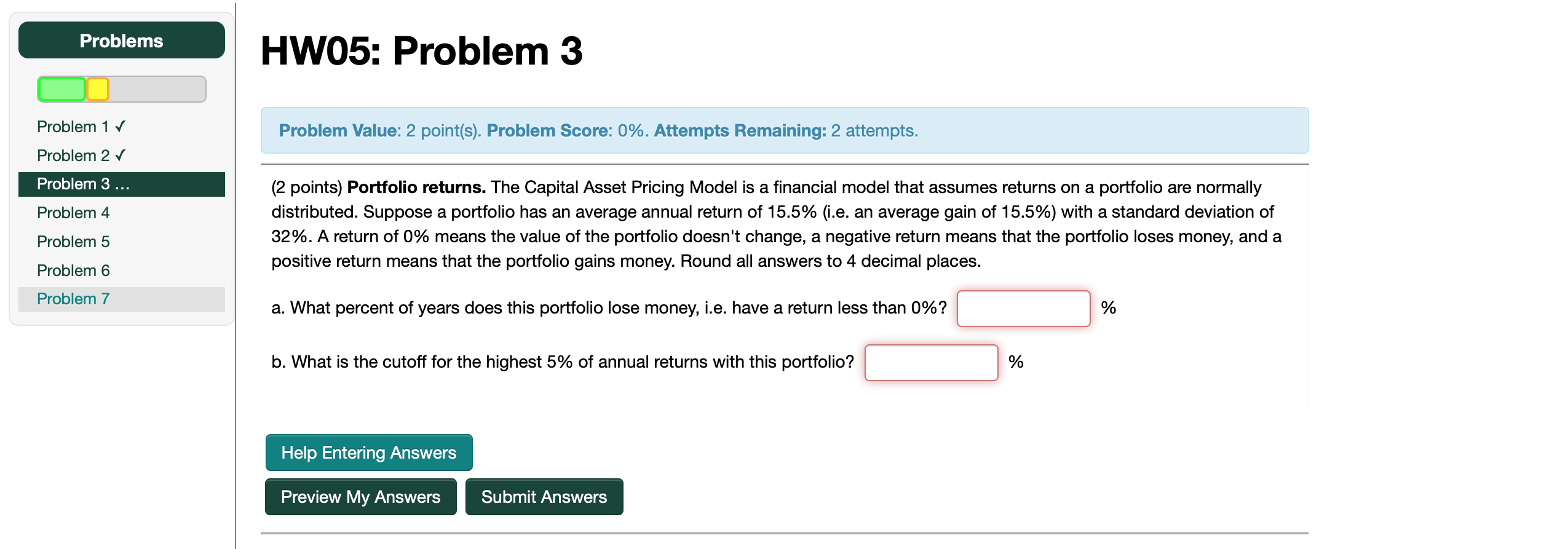 Solved Problems HWO5: Problem 3 Problem Value: 2 point(s). | Chegg.com