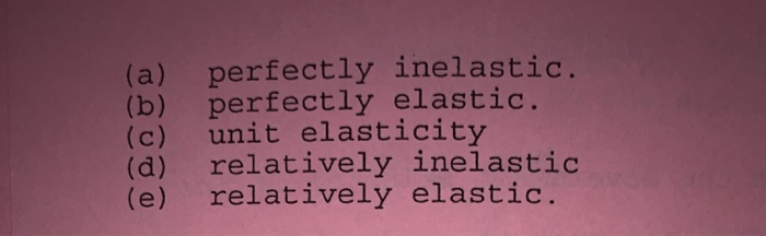 Solved (a) perfectly inelastic. (b) perfectly elastic (c) | Chegg.com