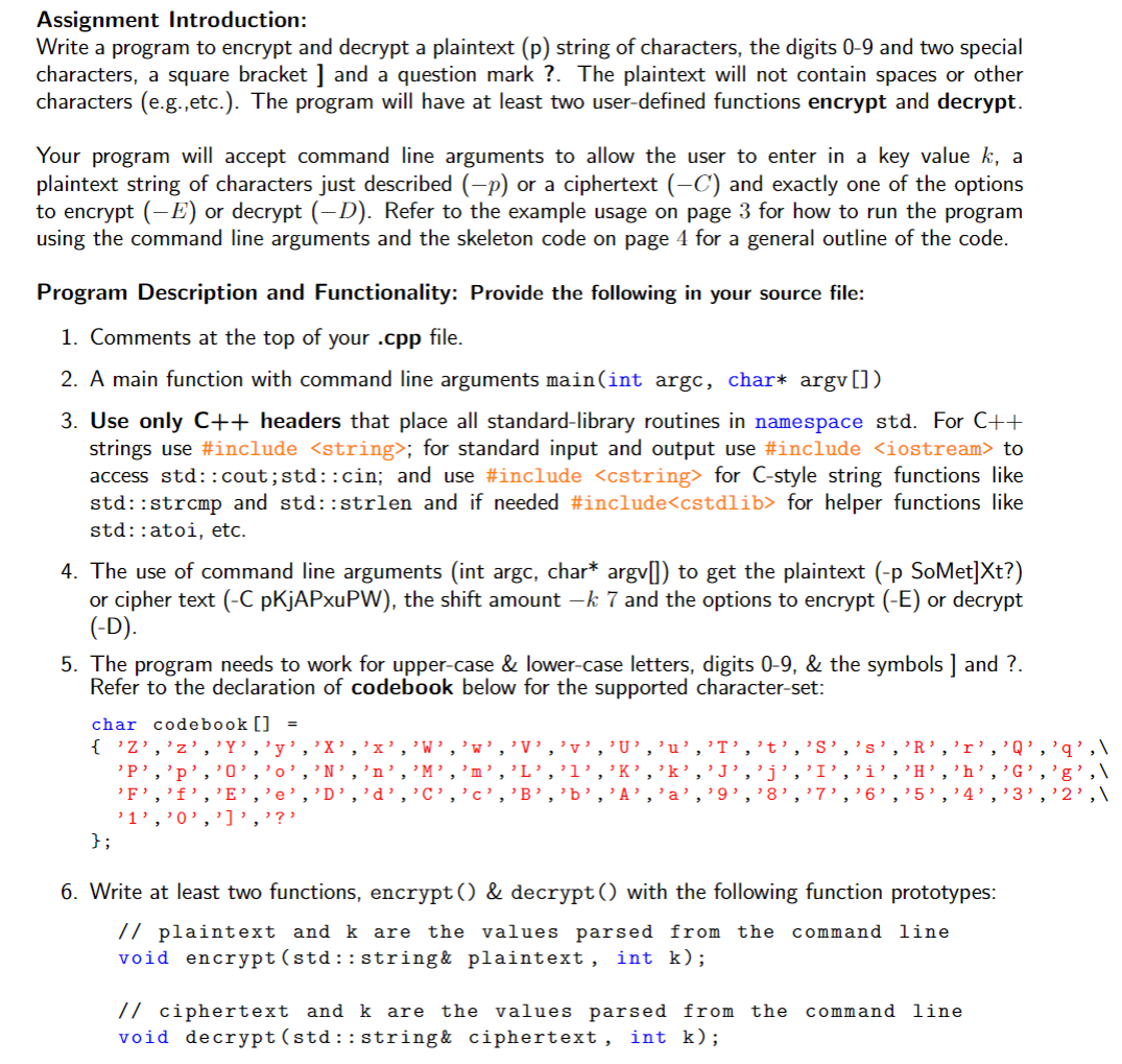 Solved To encrypt a plaintext string use the following | Chegg.com