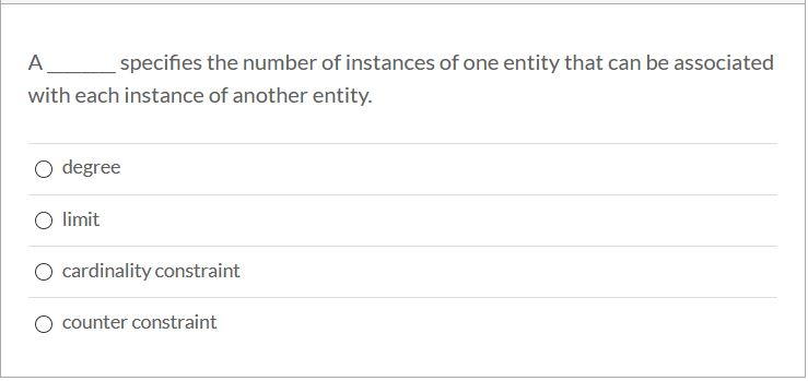 Solved A rule that CANNOT be violated by database users is | Chegg.com