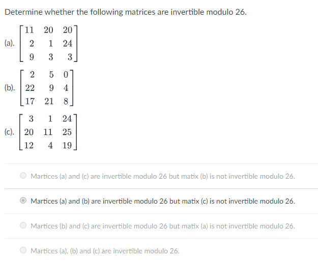 Solved Determine whether the following matrices are | Chegg.com