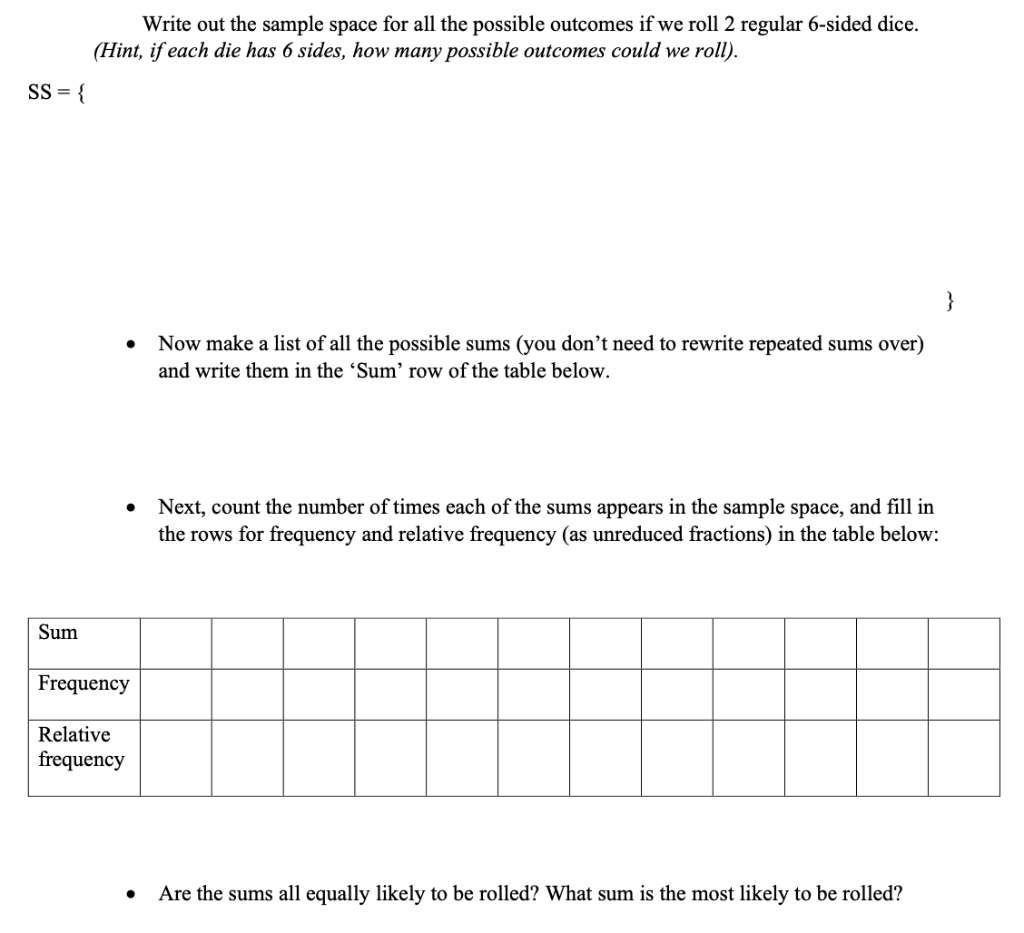 Solved Write out the sample space for all the possible | Chegg.com